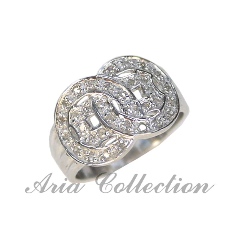 Diamond Chinese symbol double coins good luck 18K white gold ring ...