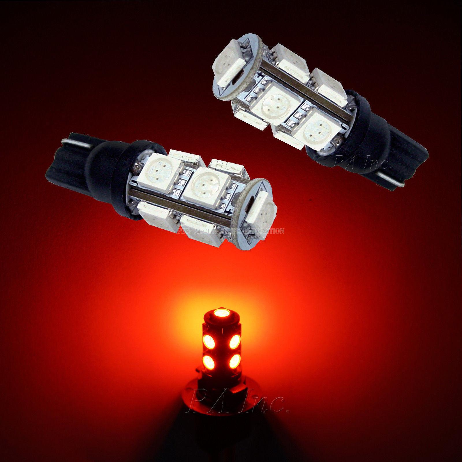 10PCS T10 194 Auto Car Tail Backup Sidemarker Light LED Bulbs Red 9 ...