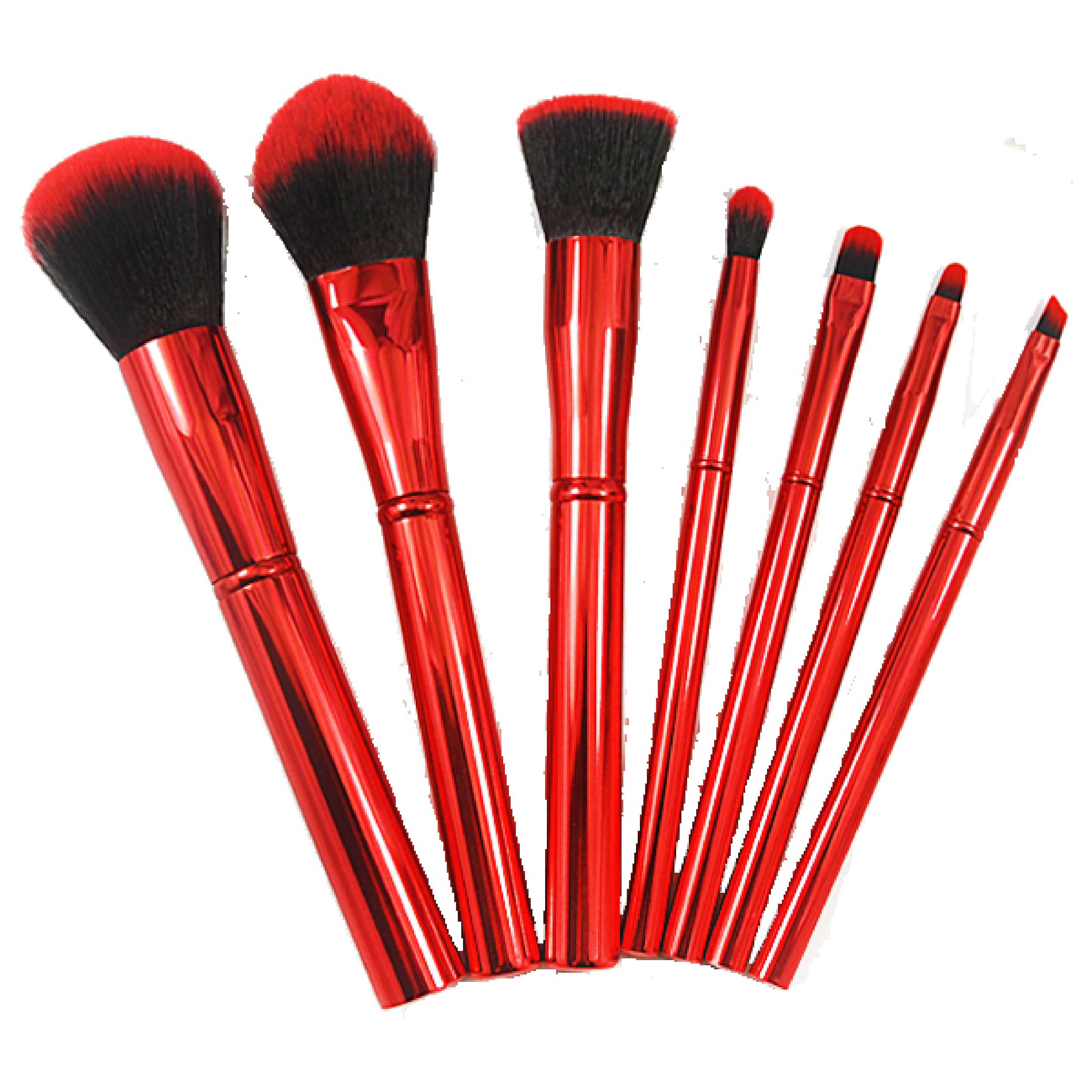 Wholesale 7pcs Red synthetic hair metal handle custom makeup brush set ...
