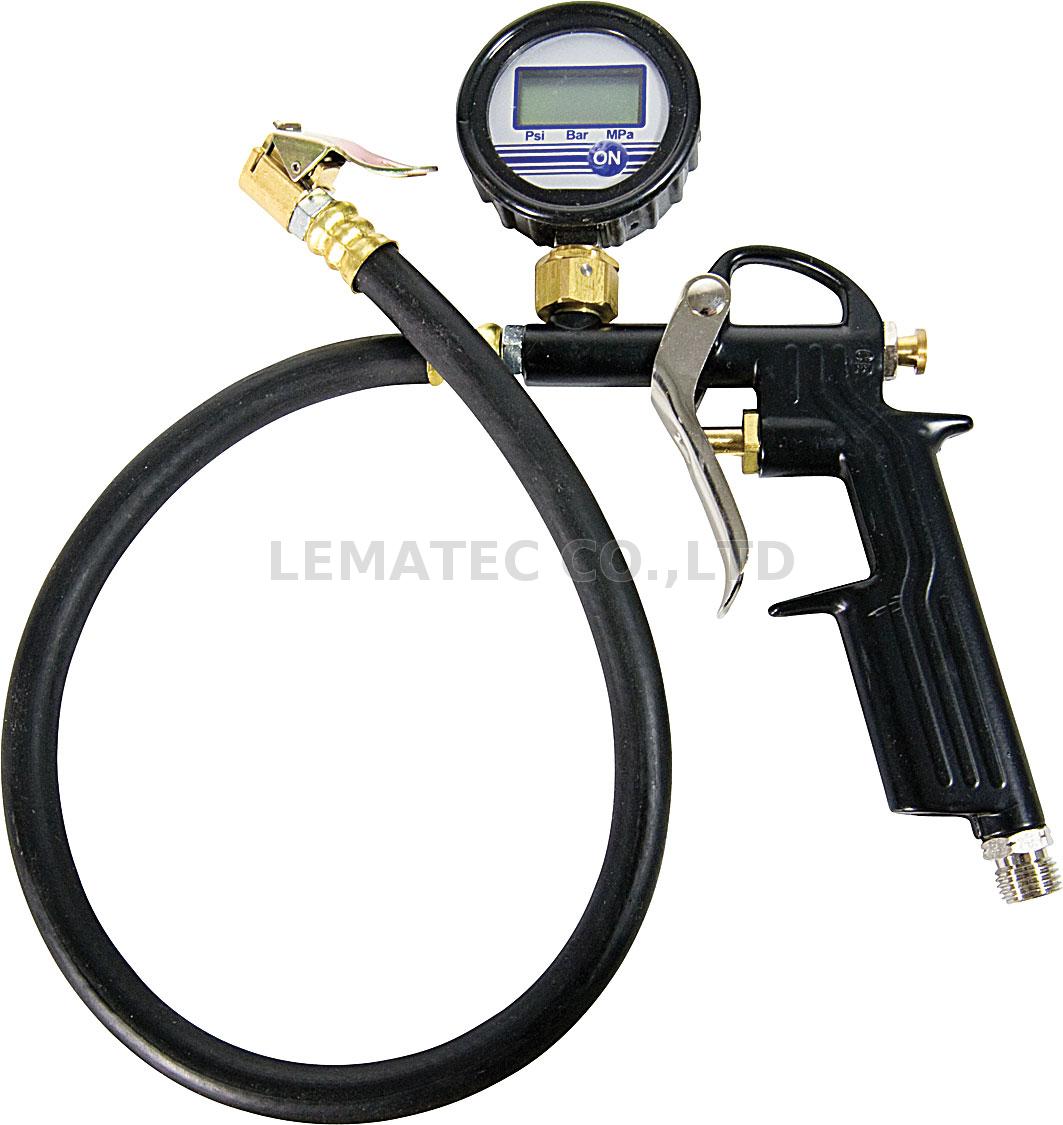 LEMATEC Digital Tire Inflator Gun With Tire Pressure Gauge Rubber Hose ...