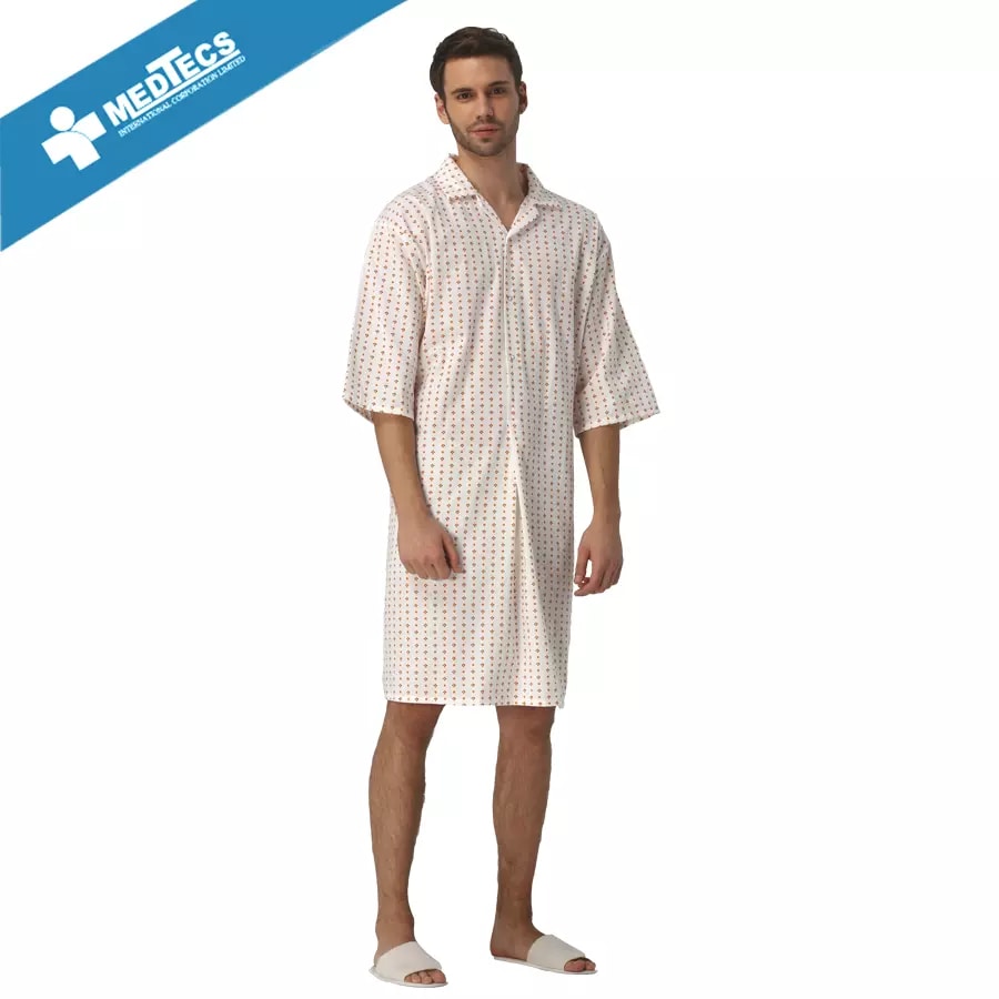 Fashion Soft Wrap-around Durable Short sleeve Hospital Patient Gown ...