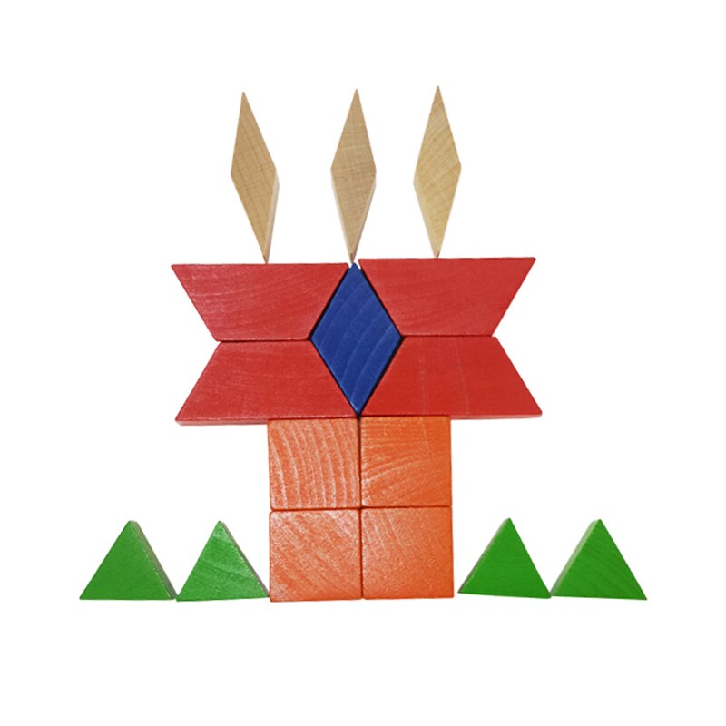 6 Colors, 6 Shapes Wood Pattern Blocks Set | Taiwantrade