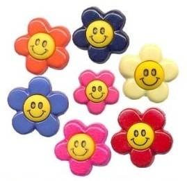 Plastic 2-pcs assembly daisy flower button with a smiling face ...