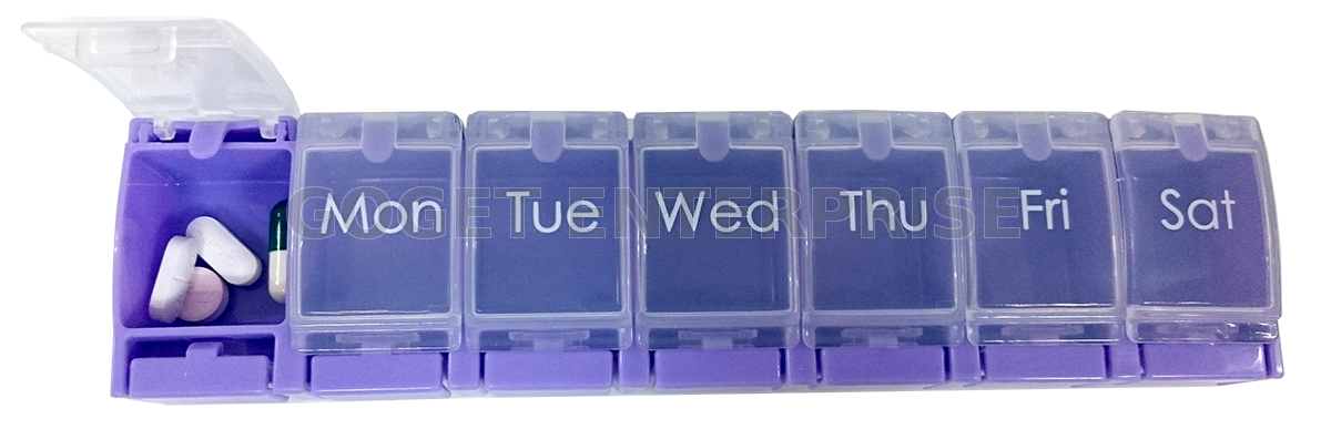 Push Button Pill Organizer, 7 Day Push-to-Open Pill Box, Portable ...