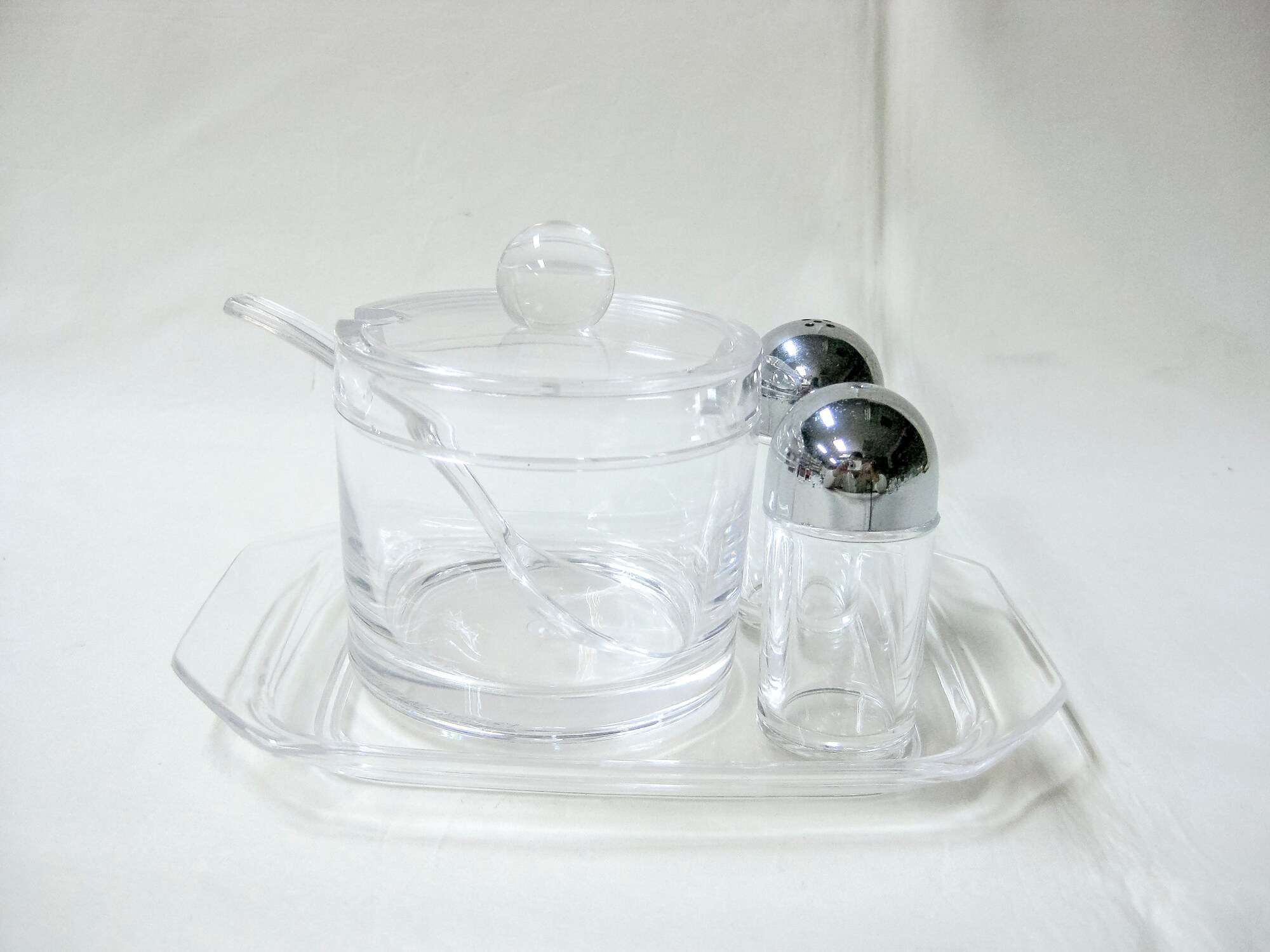 Acrylic Sugar Pot ( Round Style ) + Salt & Pepper Shaker Set with ...