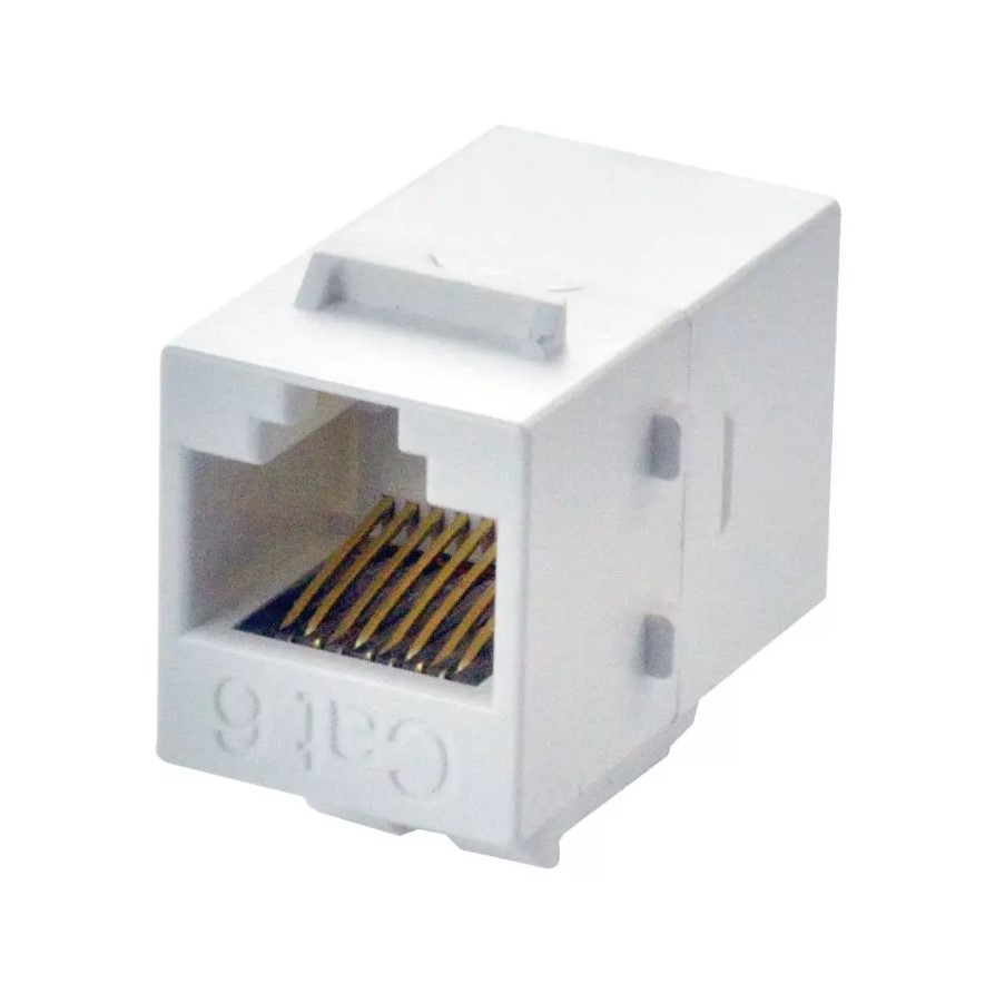 180° RJ45 Cat 6 Unshielded Straight Keystone Mini Coupler, Short ...