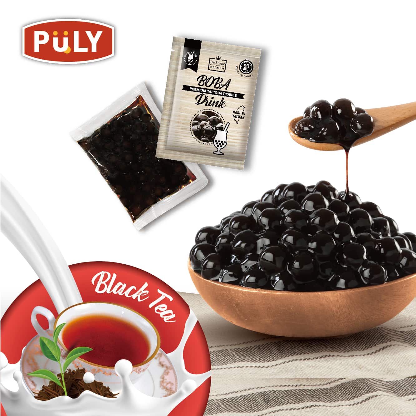 Taiwan Made Black tapioca pearl instant boba bubble tea kit (Frozen ...