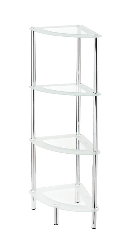 4-Tier Corner Rack /Frosted Glass, Glass Shelf Rack, | Taiwantrade
