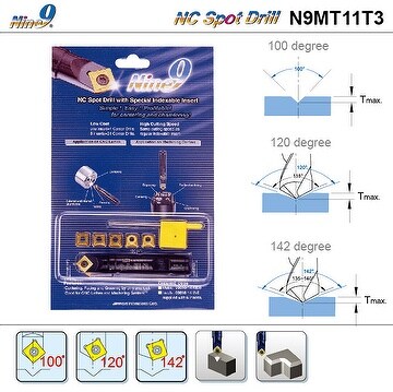 Nine9 NC Spot Drill - 100 degree solid carbide drill with indexable ...