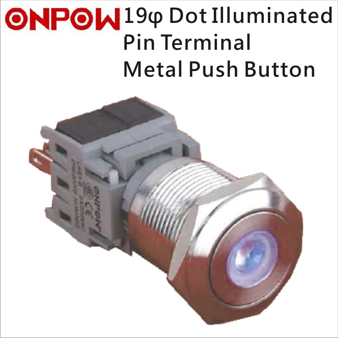 ONPOW 19mm Metal Push Button Switch Dot Illuminated Pin Terminal | Taiwantrade.com