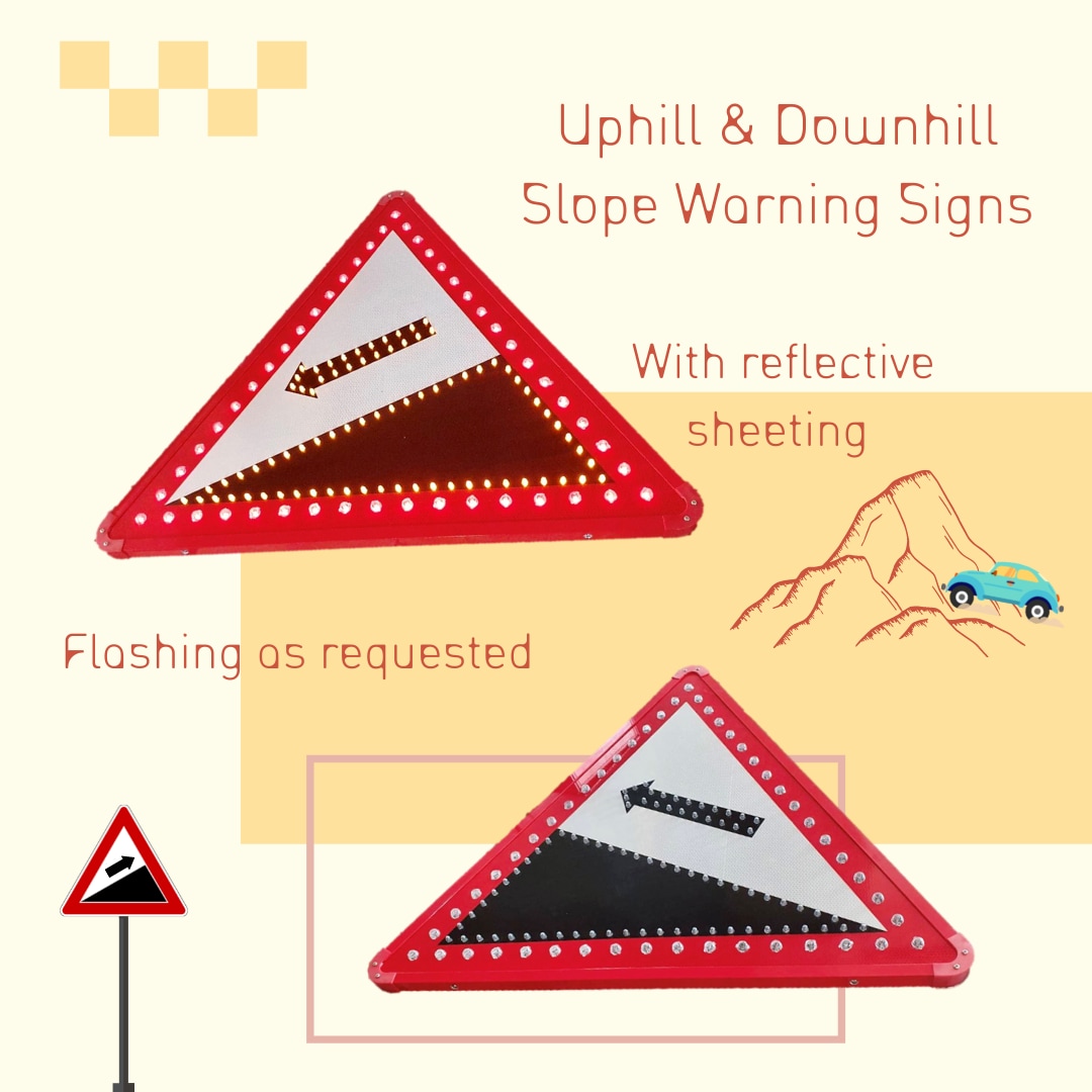 Solar-powered Uphill & Downhill Slope Warning Signs | Taiwantrade