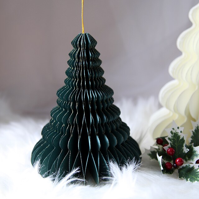 Paper Christmas Tree Decor, Honeycomb Trees, Vintage Style Holiday ...