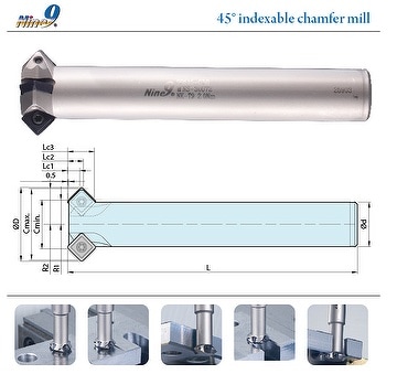 Nine9 45 degree indexable chamfer mill | Taiwantrade.com