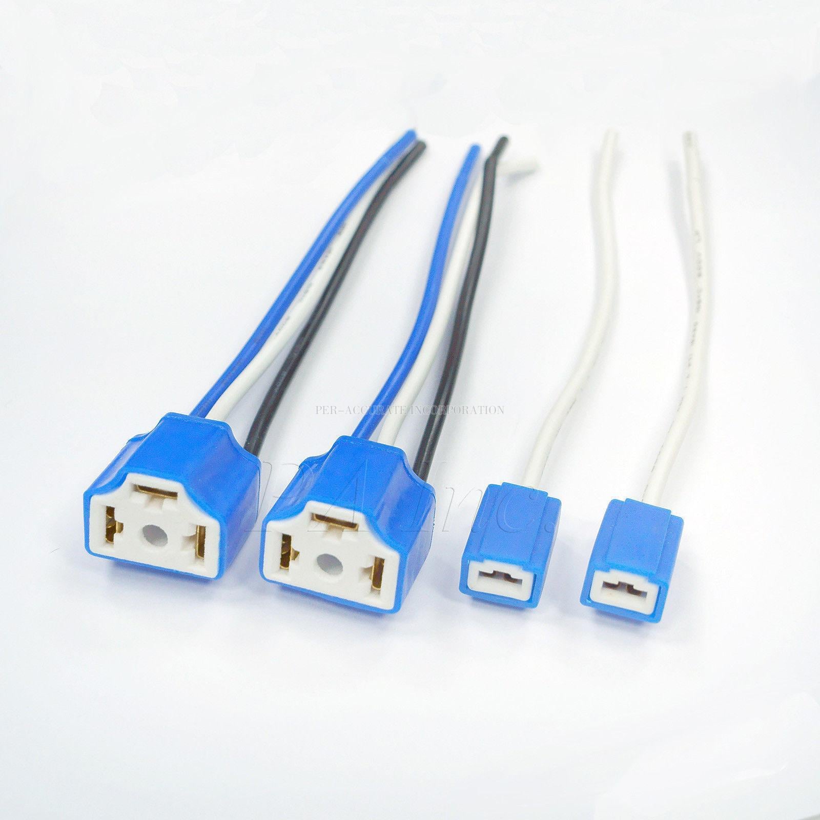 2PCS H1/H3 + 2PCS H4 9003 CERAMIC WIRE HARNESS KIT for Auto HEADLIGHT ...