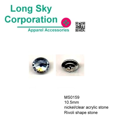 (MS0159) 10.5mm Rivoli acrylic stone with brass base sewing button ...