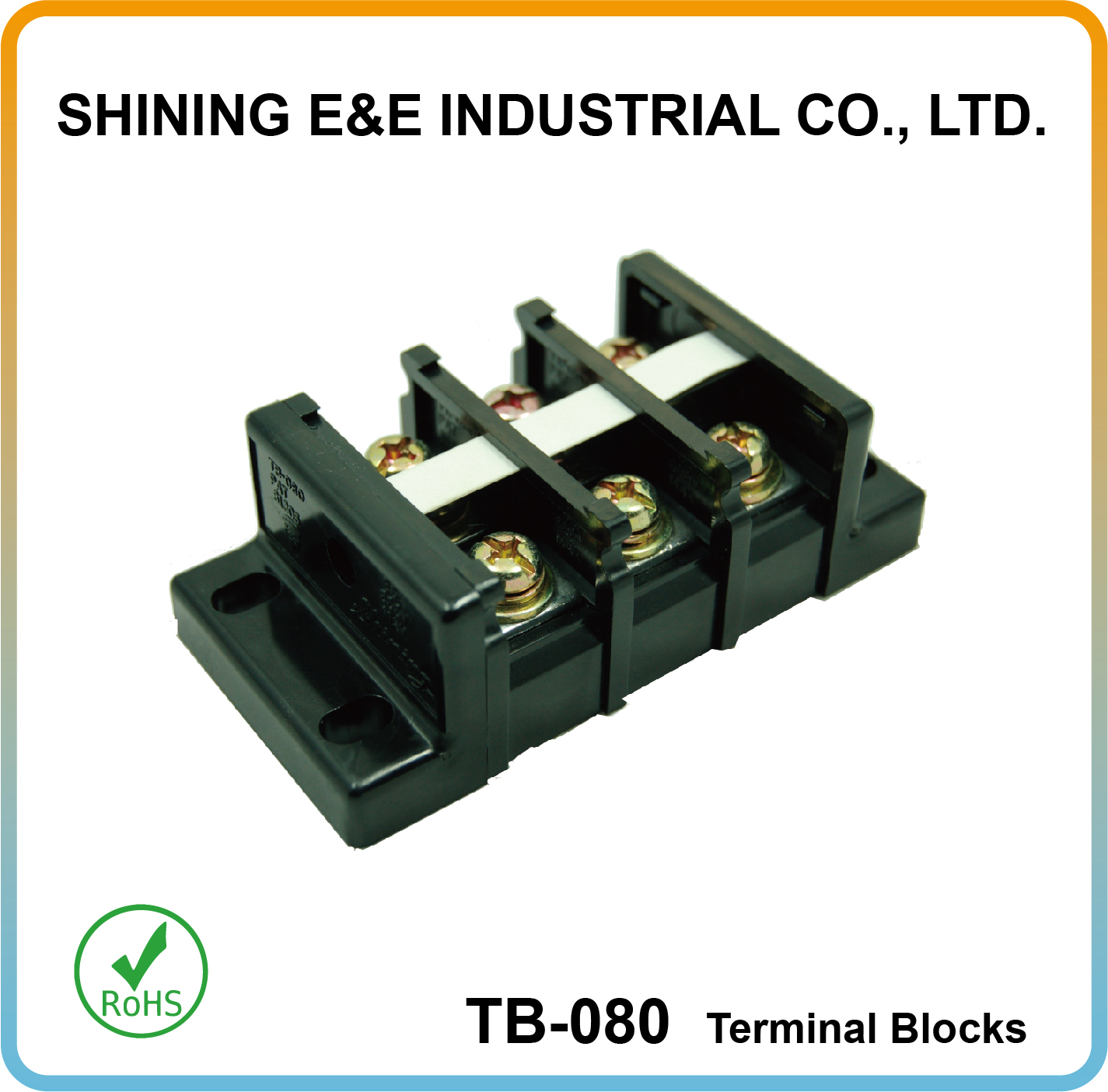 Electric Panel Mounted 600V 80A Barrier Terminal Block TB-080 | SHINING E&E INDUSTRIAL CO., LTD.