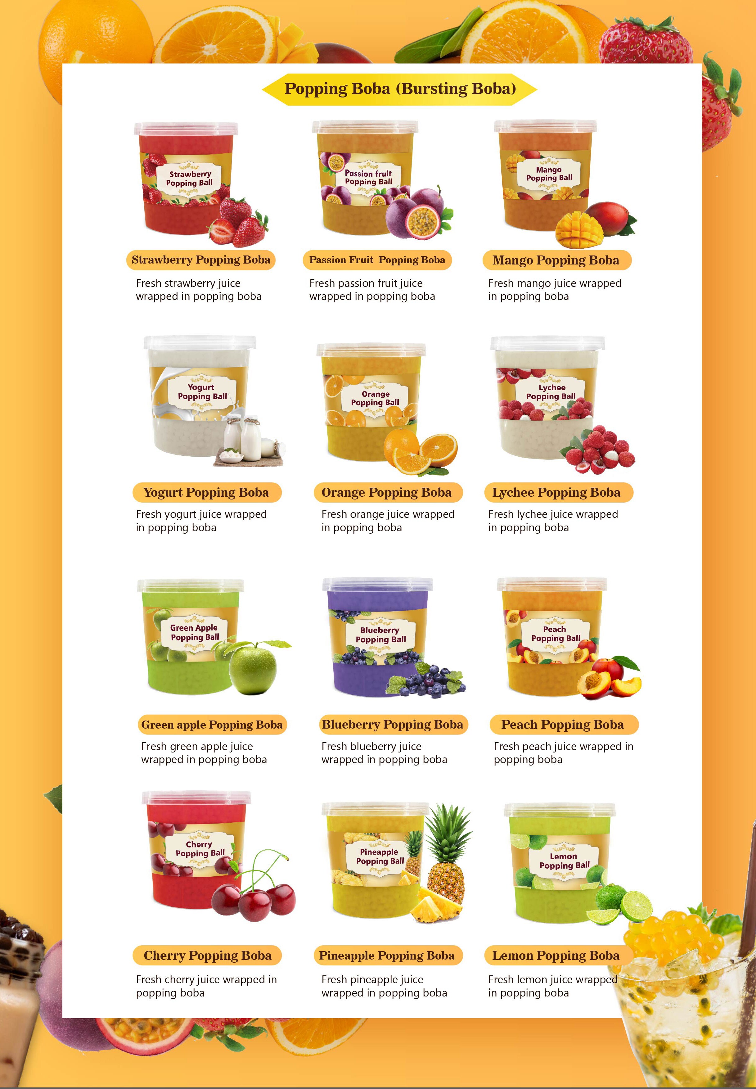 Mango popping boba (bursting boba) | LI CHENG BIOTECHNOLOGY CO., LTD.