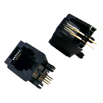 Telephone Modular PCB Jack, Single RJ11, 6P6C, 6u-inch Gold, Black ...