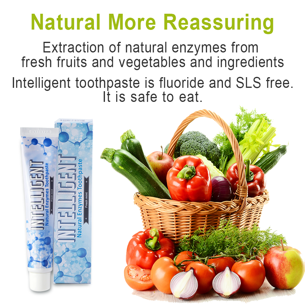 INTELLIGENT natural enzymes toothpaste remove plaque, stains, tartar ...