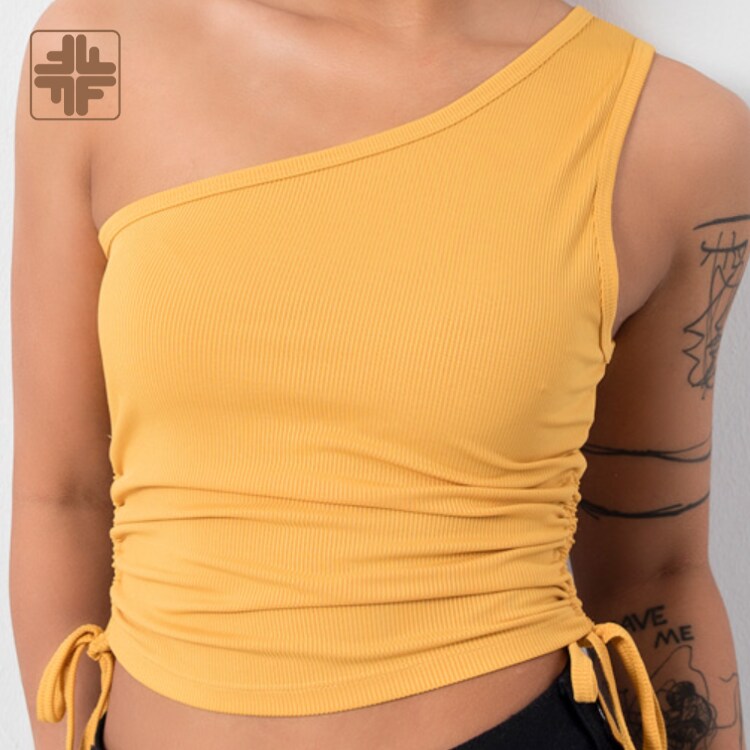 one shoulder buttery soft women flat fitness yoga set tank top ...