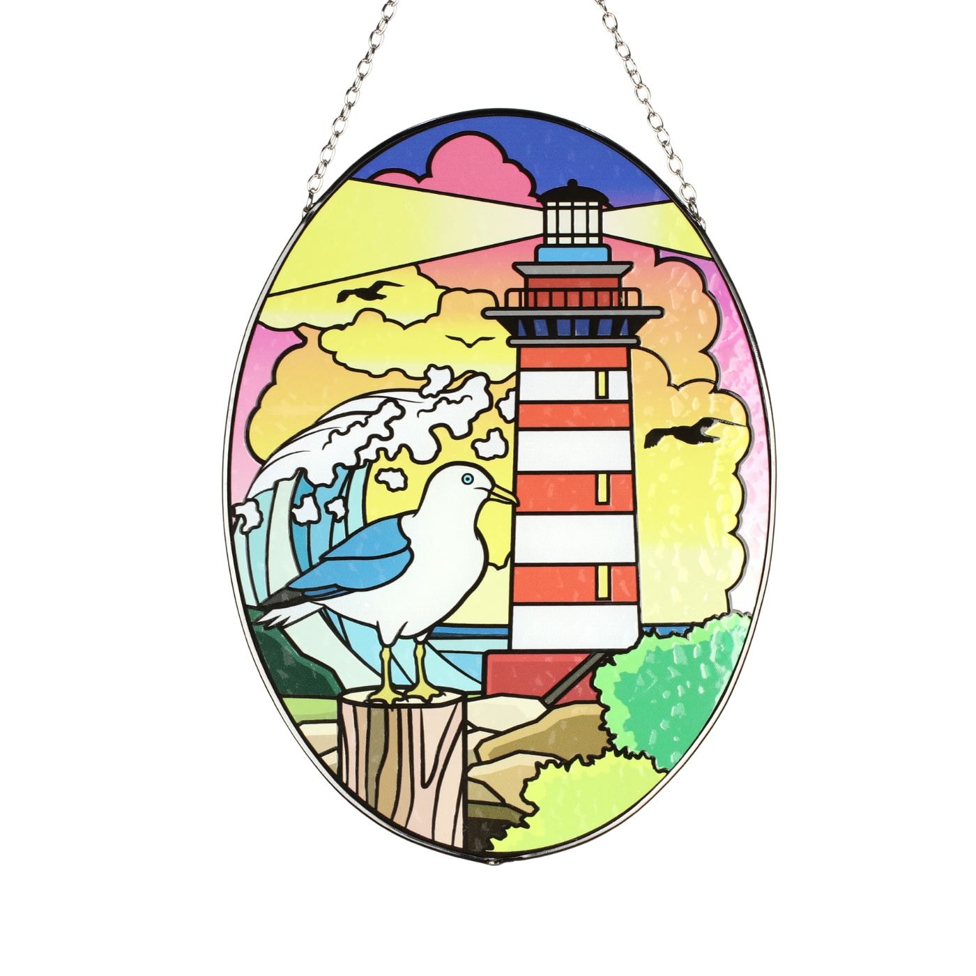 9" Oval Suncatcher Lighthouse Theme | Taiwantrade