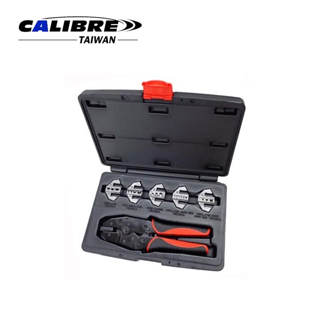 CALIBRE 6pc Quick-Change Ratchet Crimper Pliers & Die Crimping Tool Kit ...