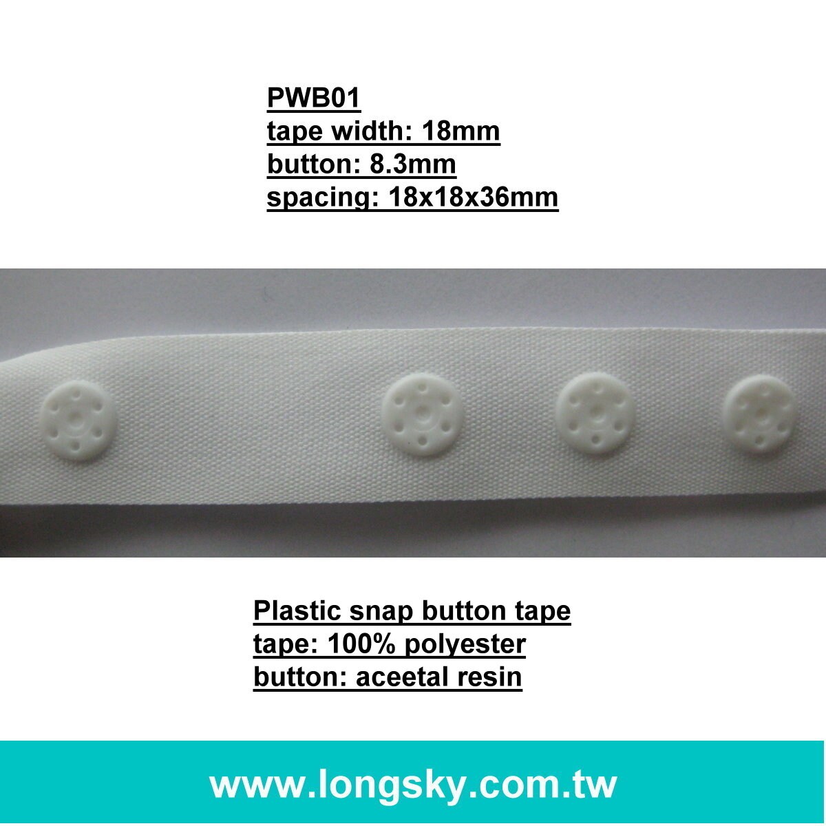 (#PWB01) snappy button tape for shirt garments | Taiwantrade