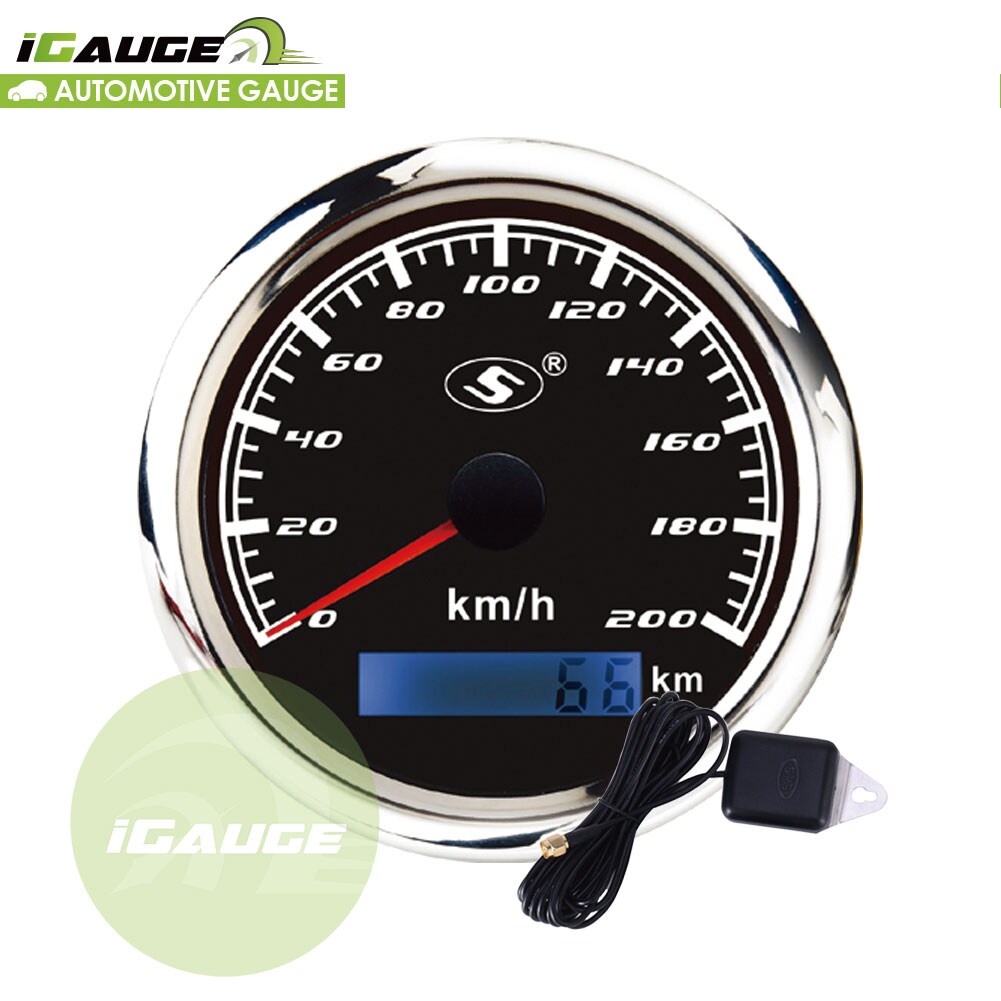 85MM ELECTRICAL SPEEDOMETER GAUGE BLACK FACE CHROME RIM SUPER WHITE LED ...