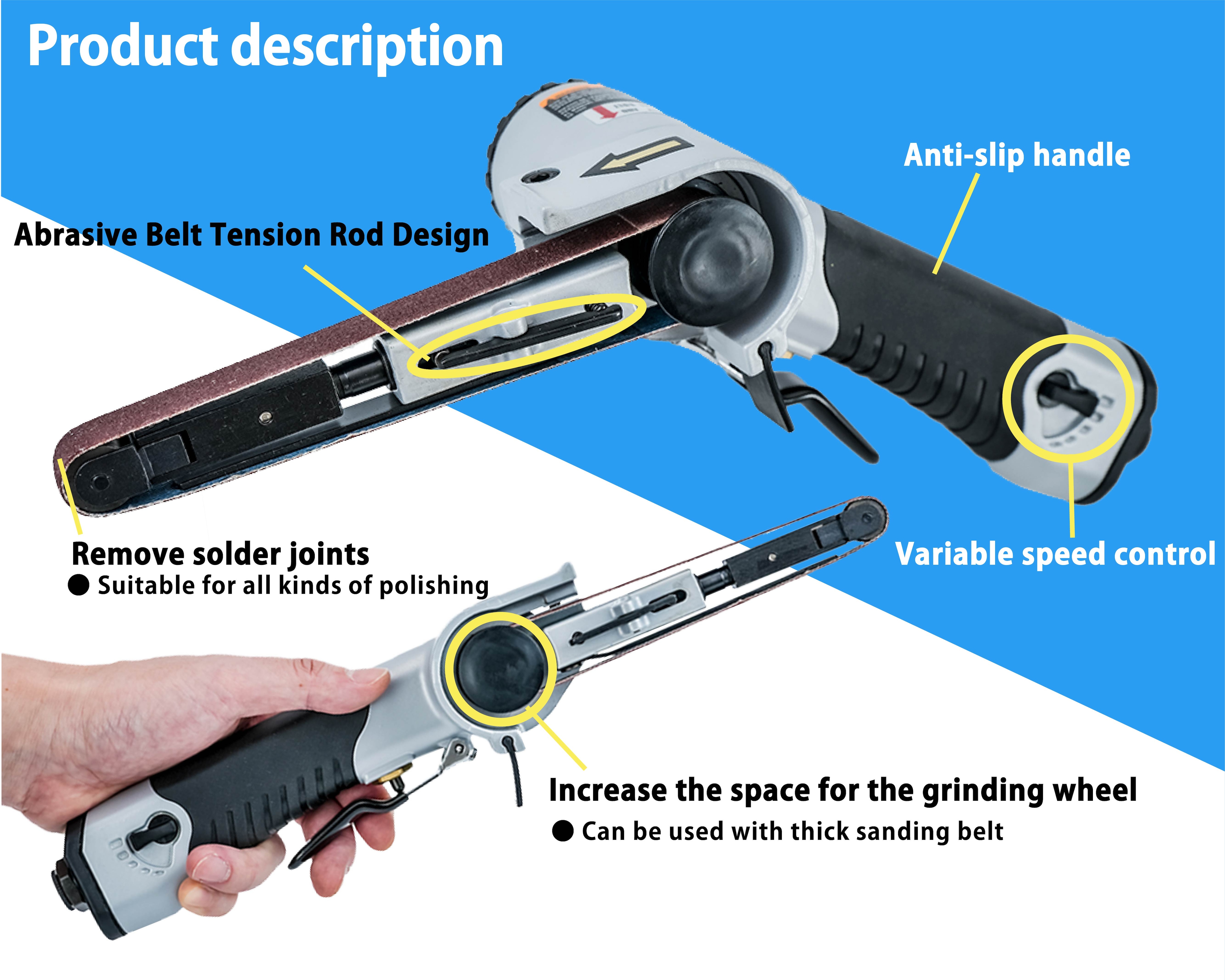 Pneumatic Air Belt Grinder Machine 20mm with Belts | PROWIN TOOLS COMPANY