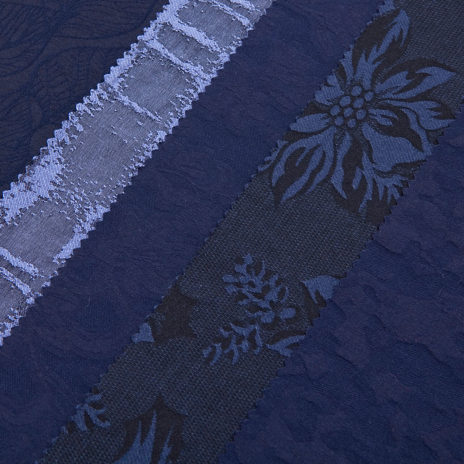 Jacquard Woven Fabric - Blue color Flower pattern | Taiwantrade.com