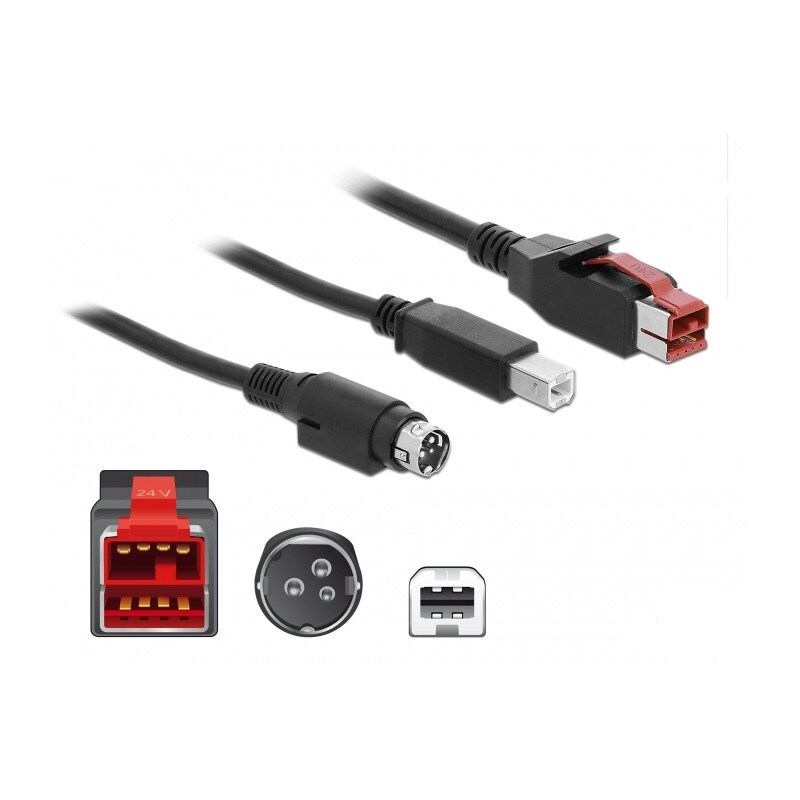 Powered USB cable 24V to USB Type-B+ Hosiden power din 3in | Taiwantrade