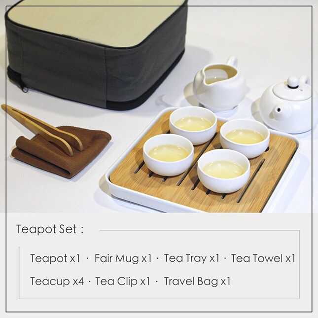 PORTABLE TRAVEL TEAPOT SET-White porcelain hot brewing travel tea set ...