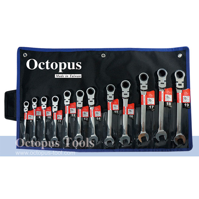 Octopus 12-Piece Flex-Head Ratcheting Combination Wrench Spanner Set ...