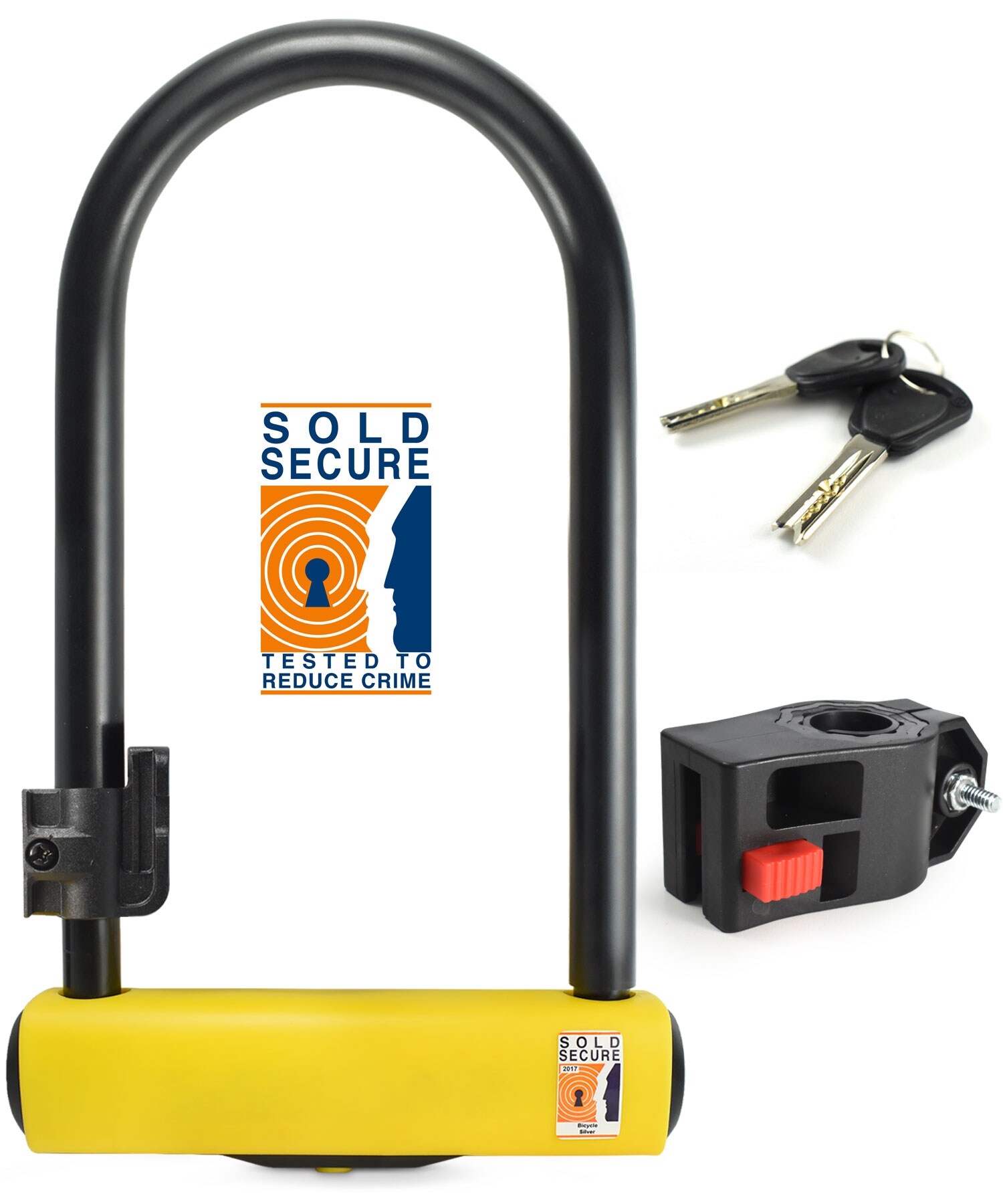 Anti-Theft U Lock for Bicycles, 16mm Shackle with Mounting Bracket and ...