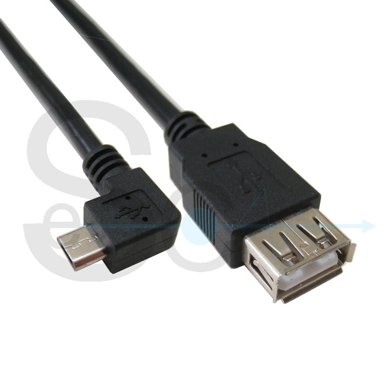 USB 2.0 A Female to Micro USB 5 Pin Male 90 Deg Cable Black | Taiwantrade