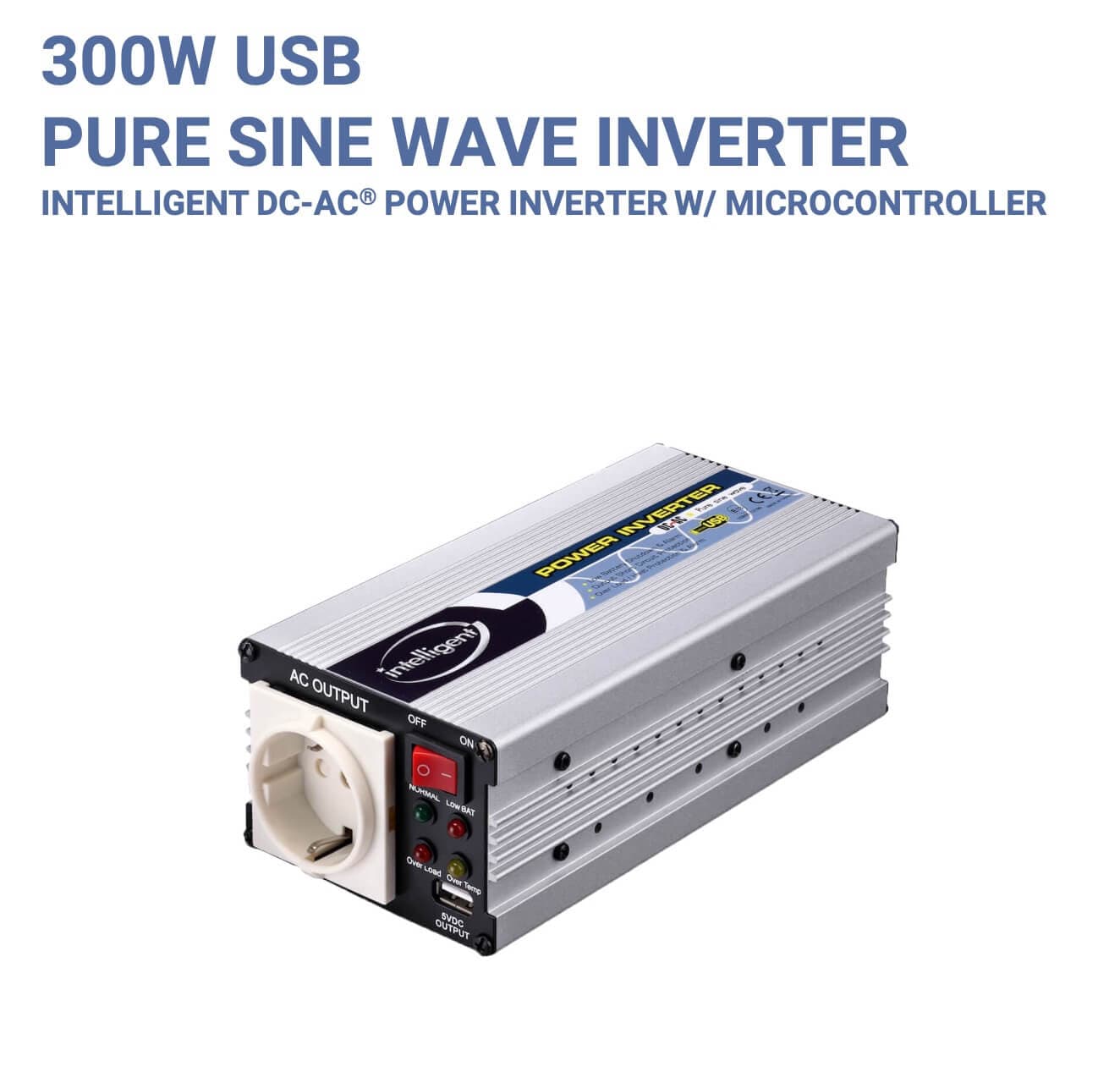 300W Pure Sine Wave Power Inverter USB - Intelligent DC-AC® with ...