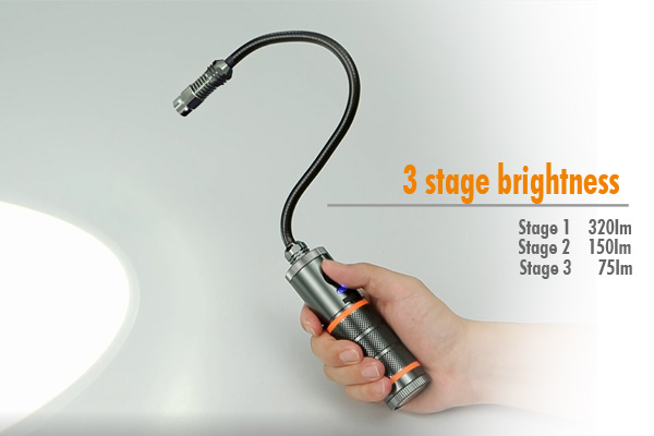 B62B Double Magnetic Rechargeable 3W LED Torch Flexible Snake Torch ...