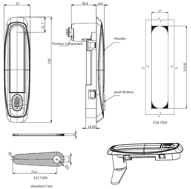 PA Keyless Snap in Push Panel Lock | TAI SAM CORPORATION