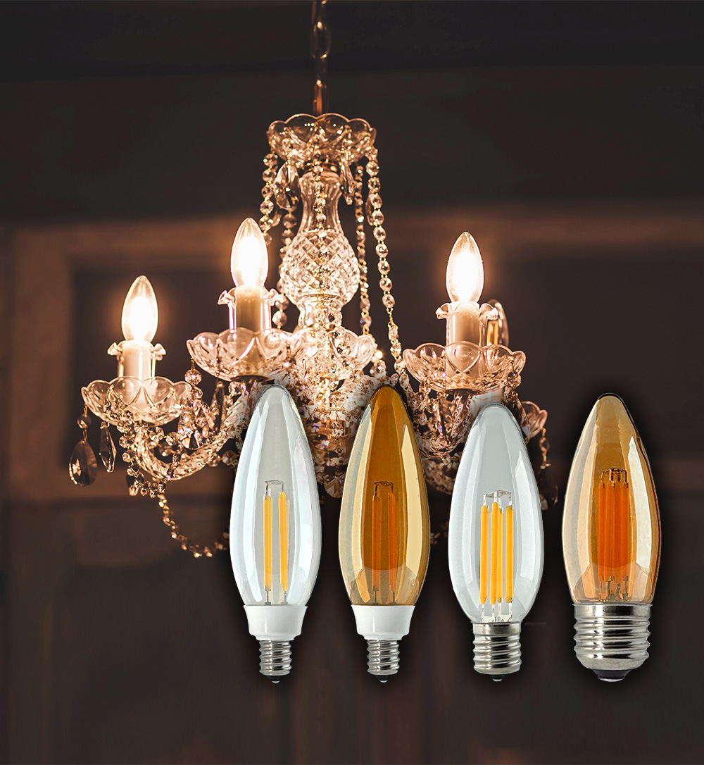 Candle E12 / E17 / E26 base chandelier, wall sconce, pendant light led bulb | Taiwantrade