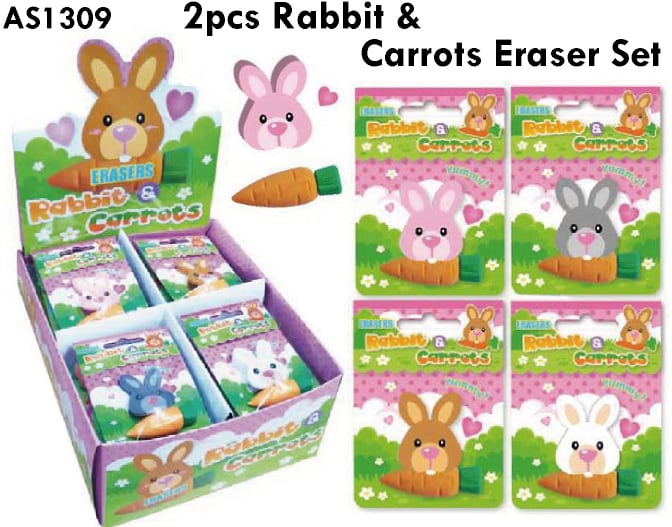 2PCS RABBIT & CARROTS ERASER SET | Taiwantrade