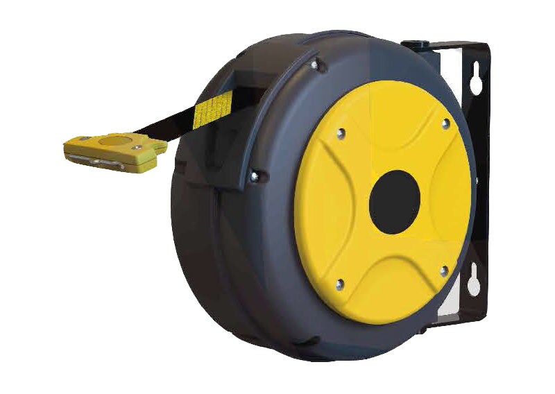 RETRACTABLE GREY HOUSING.YELLOW+BLACK TAPE WARNING TAPE REEL ...