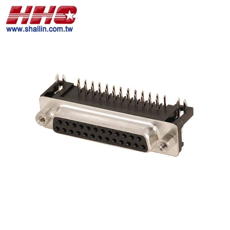 Right angle D-sub connectors, screw lock type, 25 sockets, L=8.1mm ...
