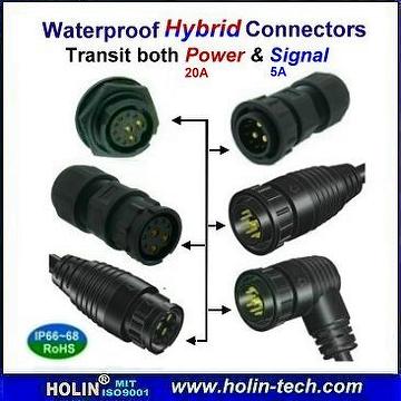 Waterproof Hybrid Connector with Power and Signal Contacts | HTP ASIA ...