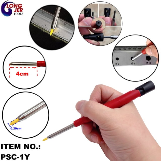 Carpenter Pencil Marker With A Sharpener Refills | LONG JER PRECISE ...