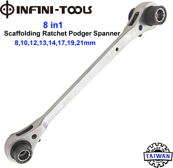 8 In 1 Scaffolding Ratchet Podger Spanner 8 To 21mm