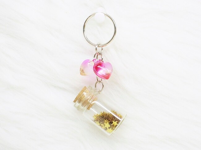 Gold Star Sequin Bottle Key Chain(with fittings) | Taiwantrade