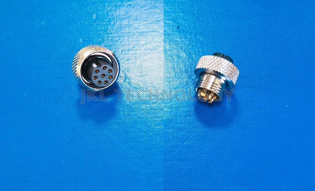 B size 8Pin Female Shielded Screw Type Connector for soldering, IP67 ...