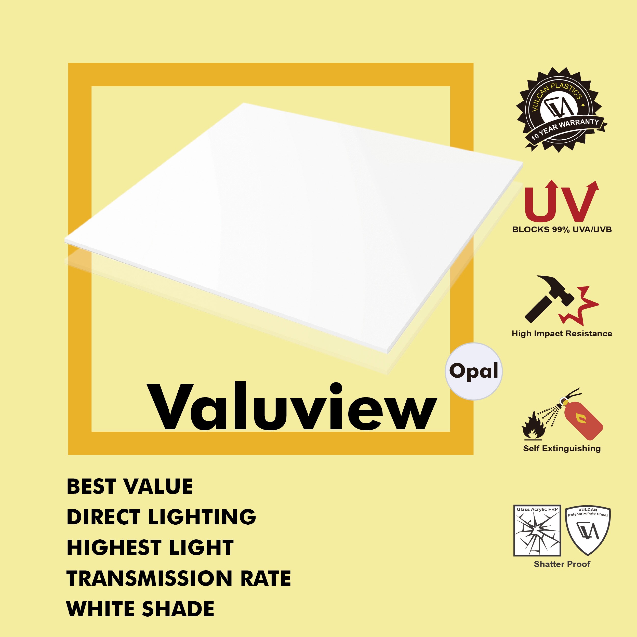 VULCAN Valuview Opal SOLID FLAT Polycarbonate Sheet | Taiwantrade.com