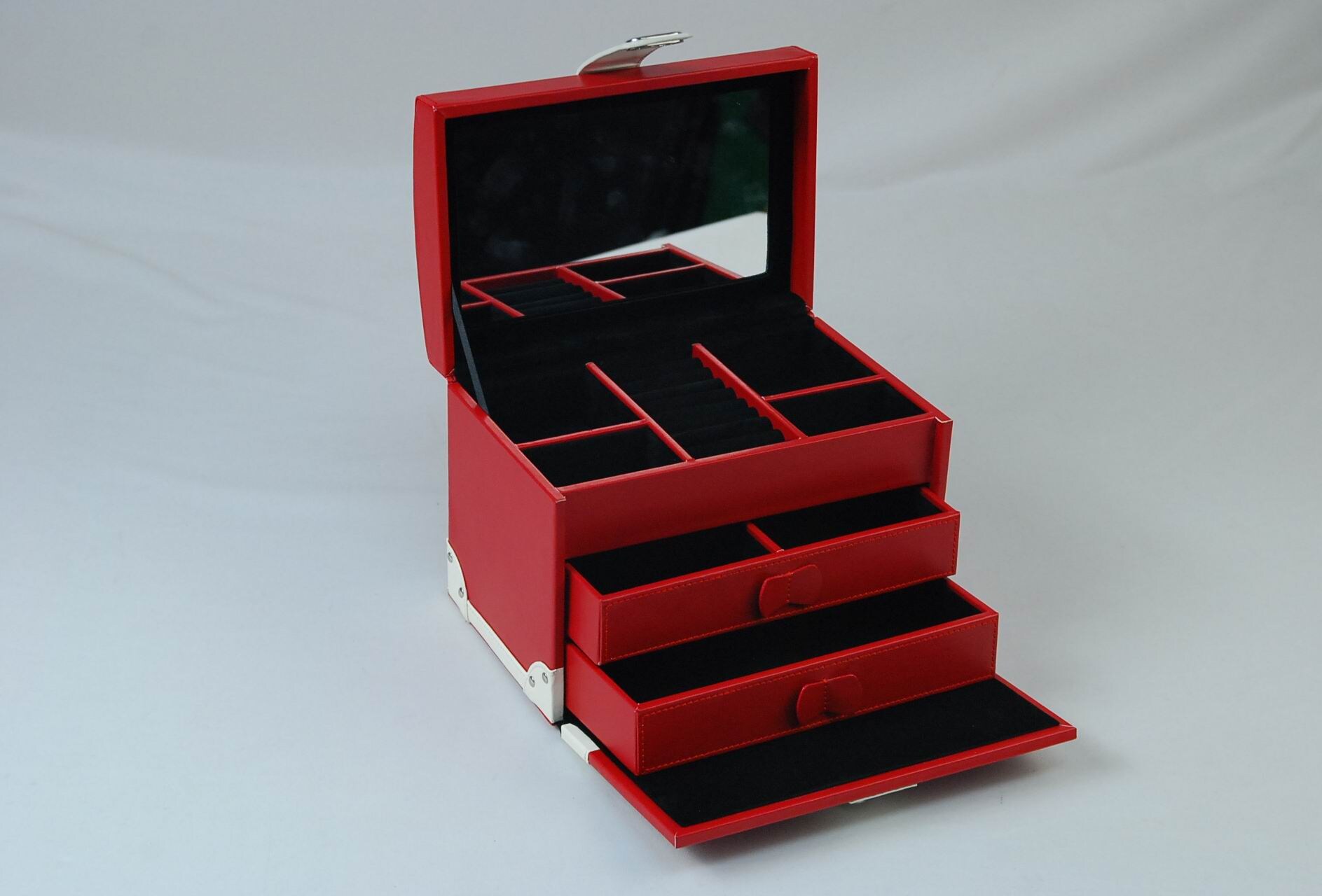 Jewelry Box Necklace Ring Storage Organizer Synthetic Leather Large ...