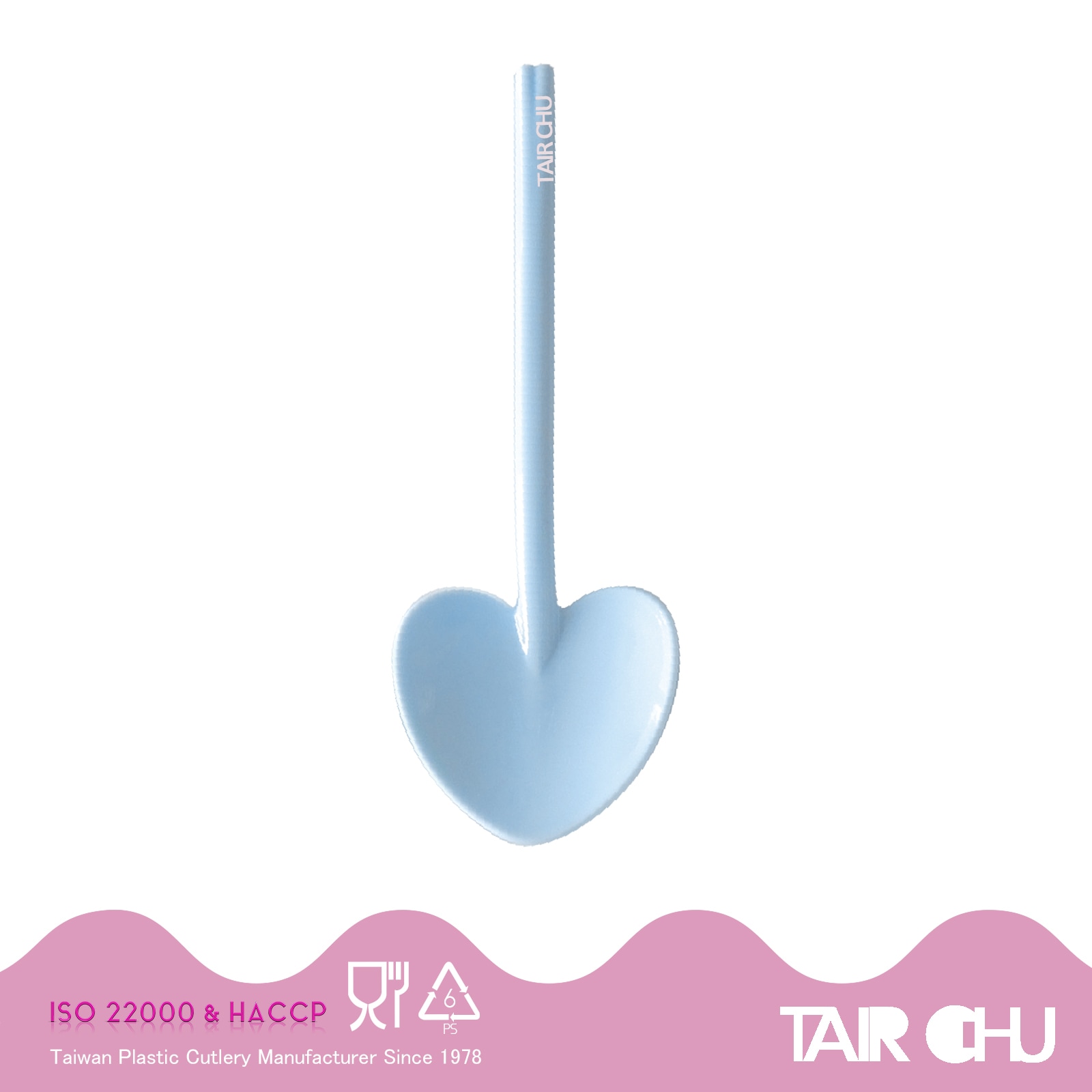 9cm PS Cotton Candy Blue Disposable Plastic Heart Shaped Spoon/ Ice ...